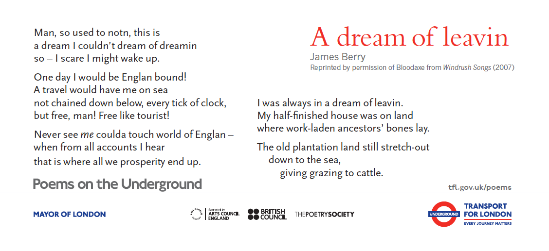 Celebrating Windrush Day – Poems on the Underground
