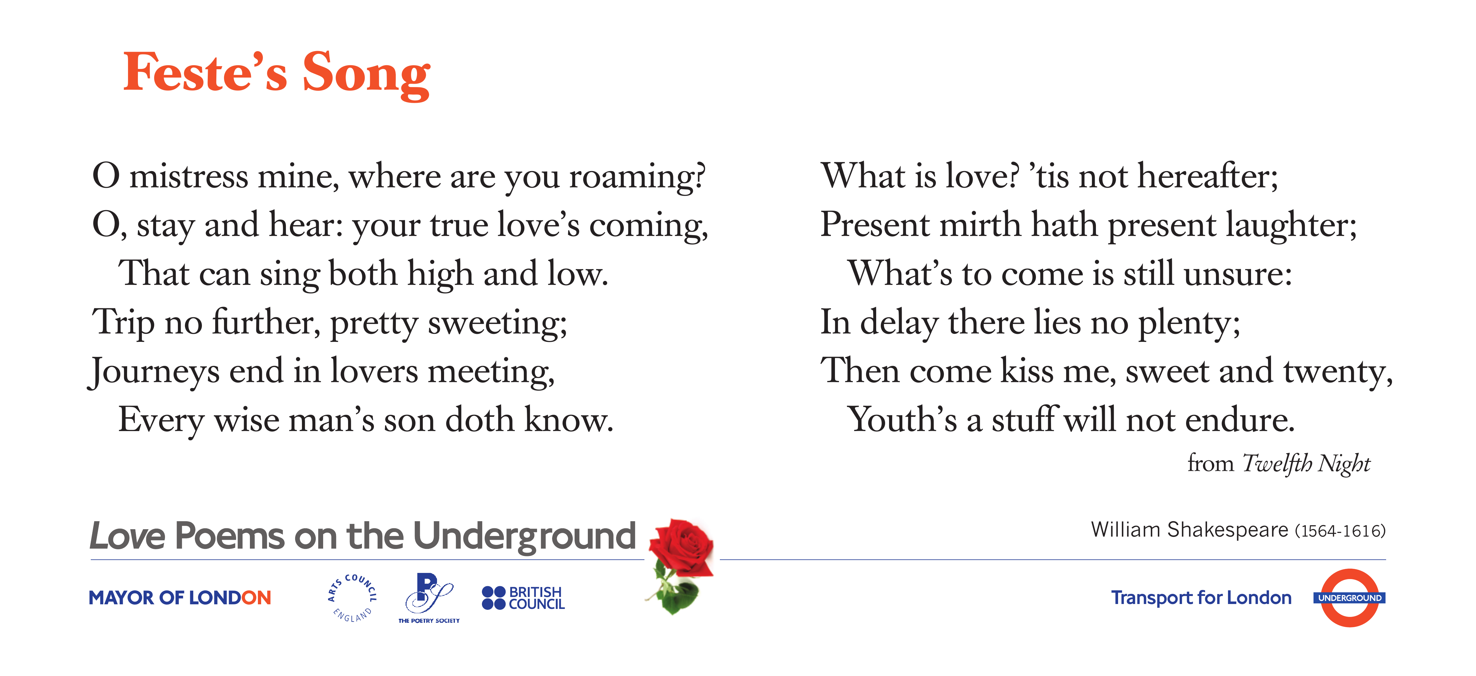 Feste’s Song – Poems on the Underground