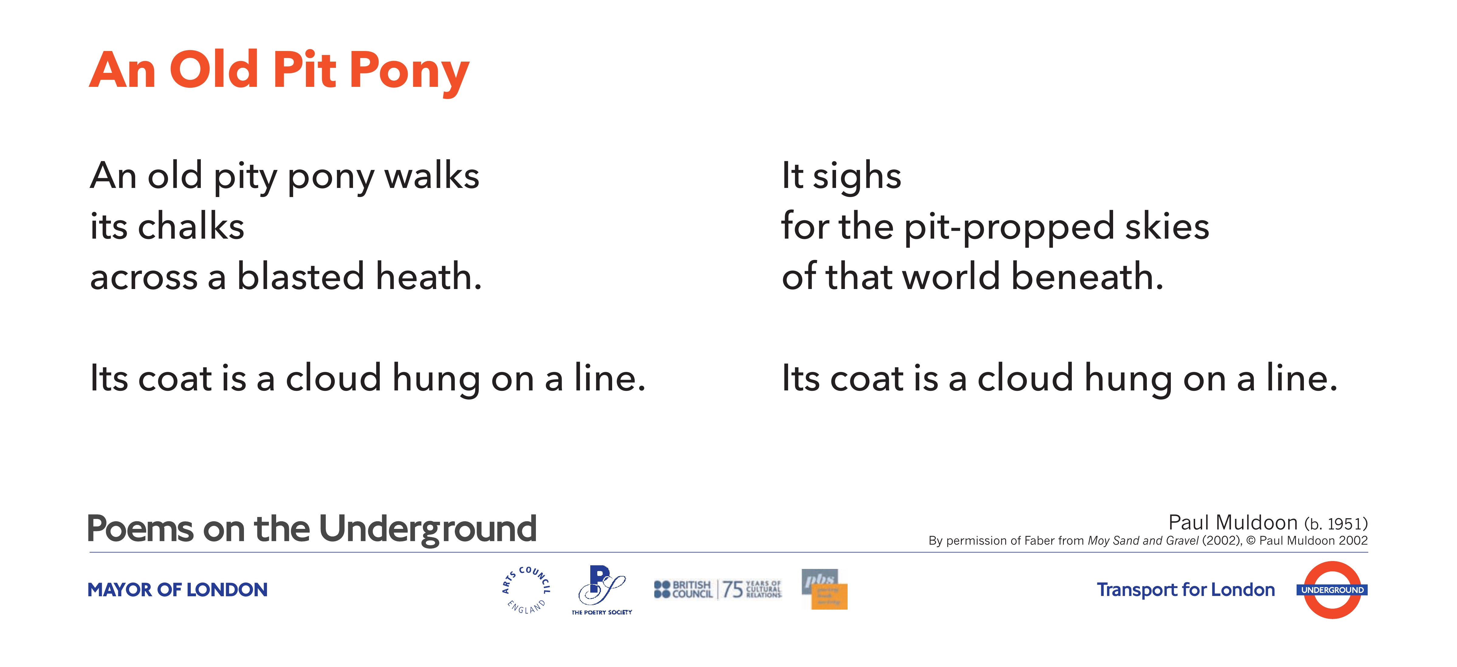 An Old Pit Pony – Poems on the Underground