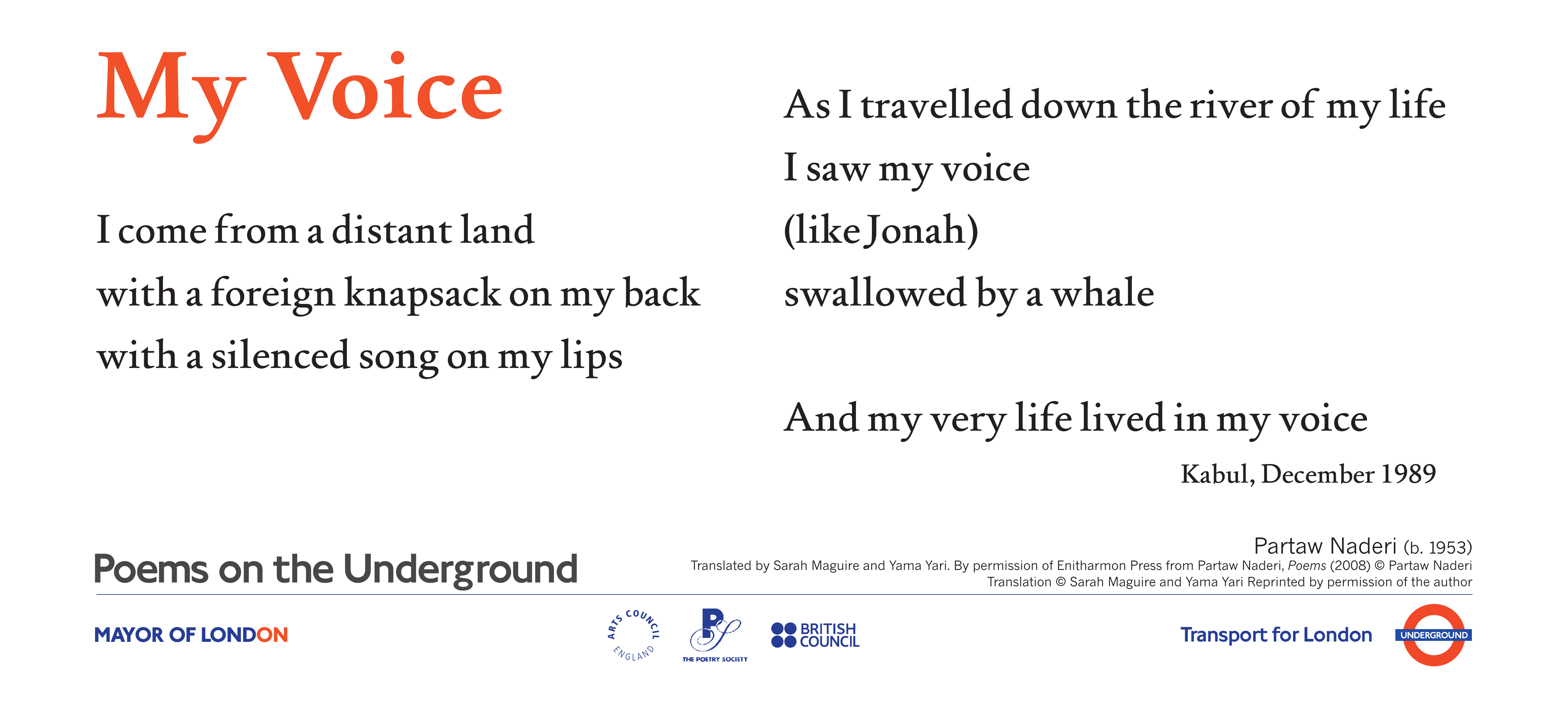 My Voice – Poems on the Underground