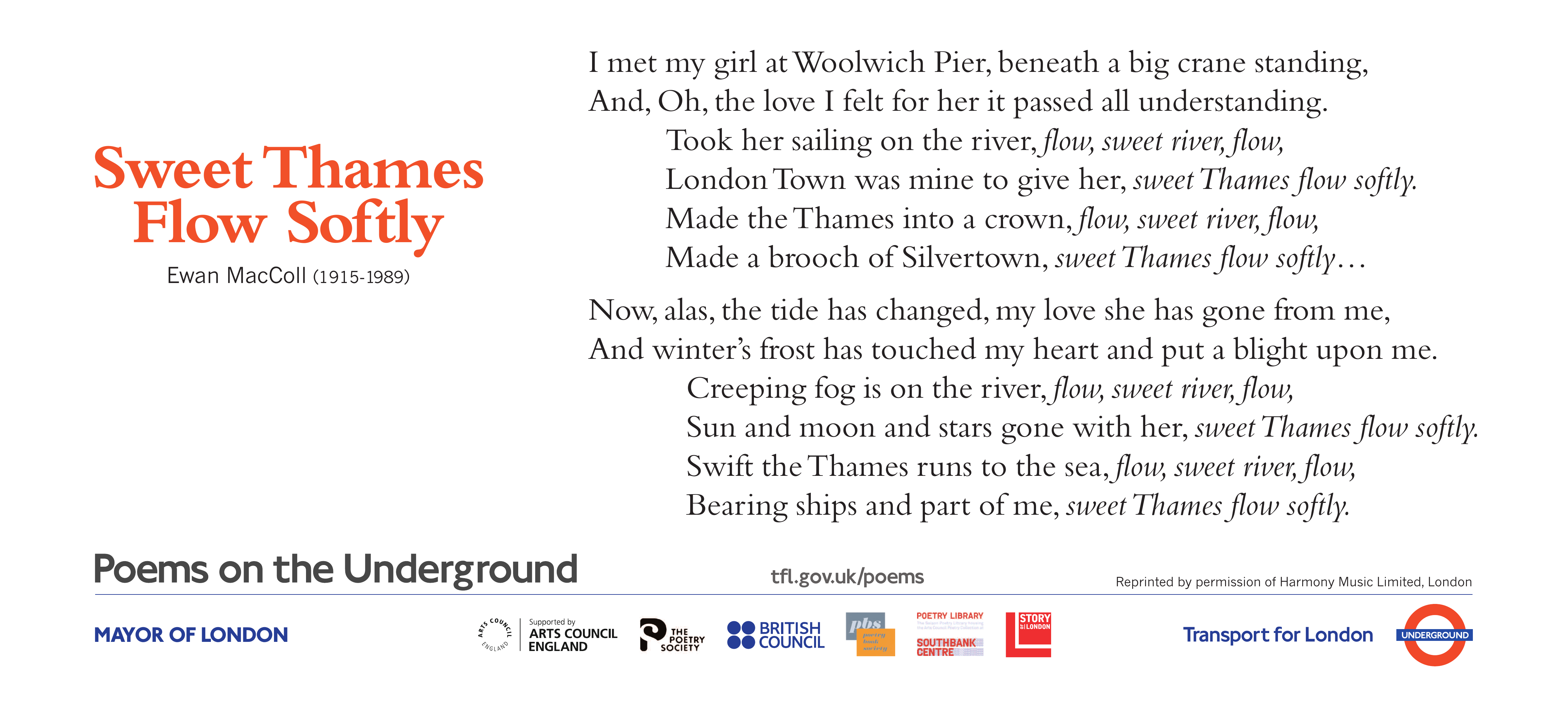 Sweet Thames Flow Softly – Poems on the Underground
