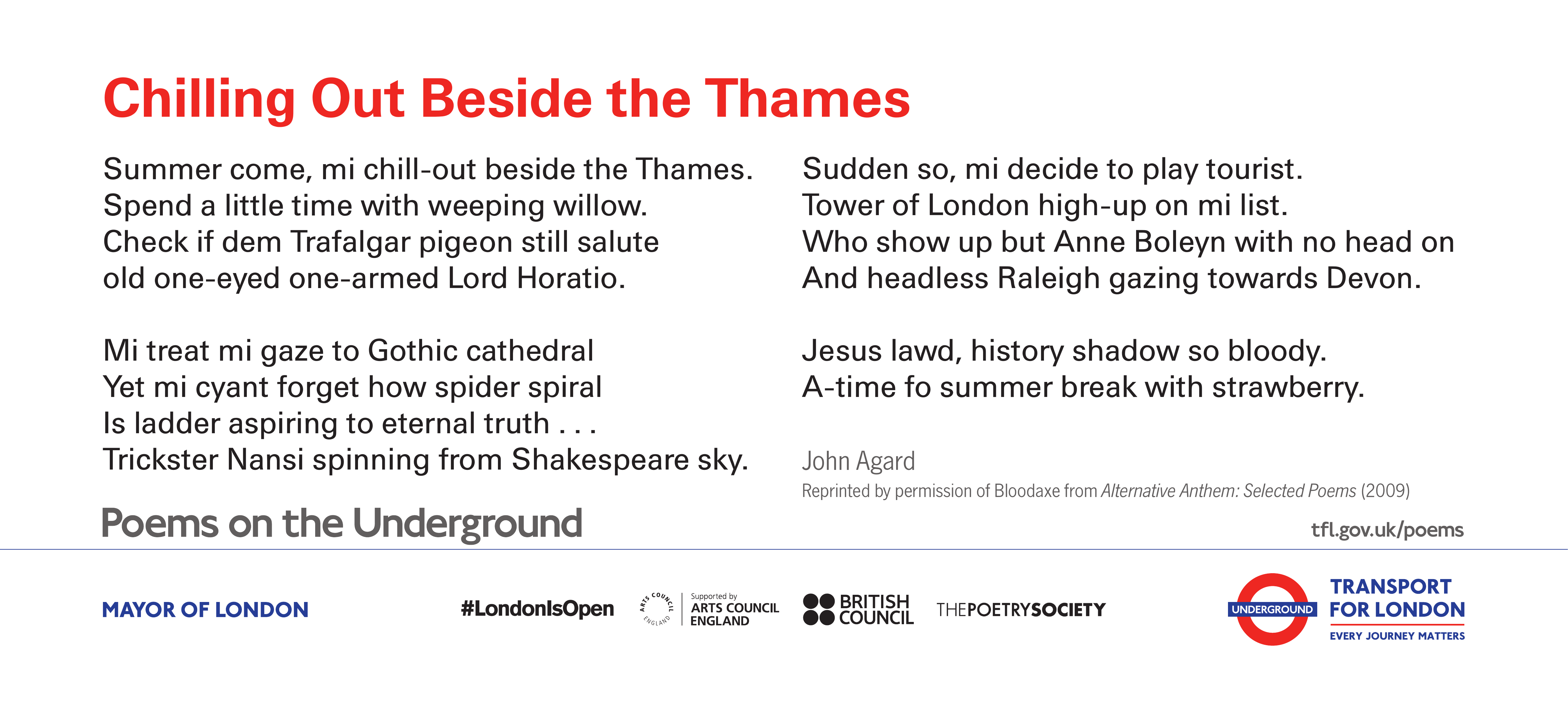 Chilling Out Beside the Thames – Poems on the Underground
