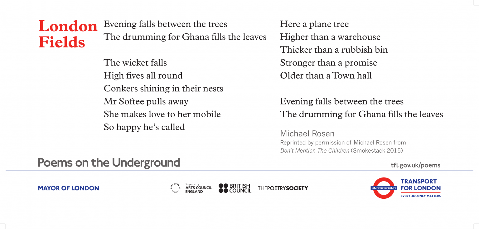 London Fields – Poems on the Underground