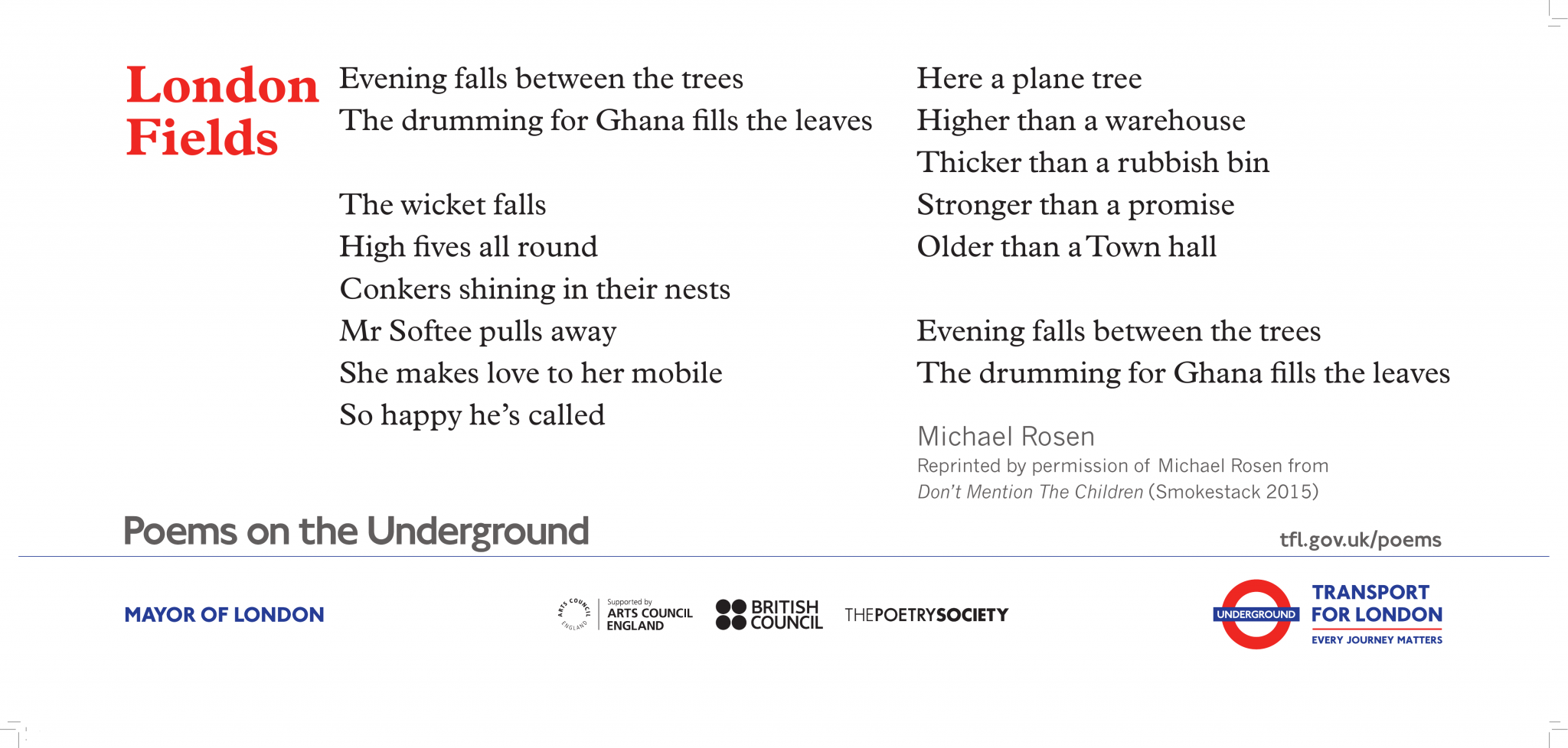 This Month’s Poems – Poems on the Underground