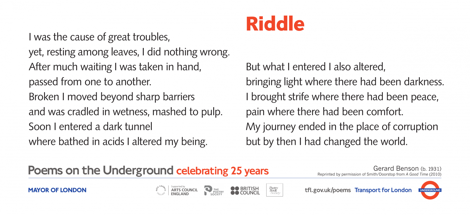 Riddle – Poems on the Underground
