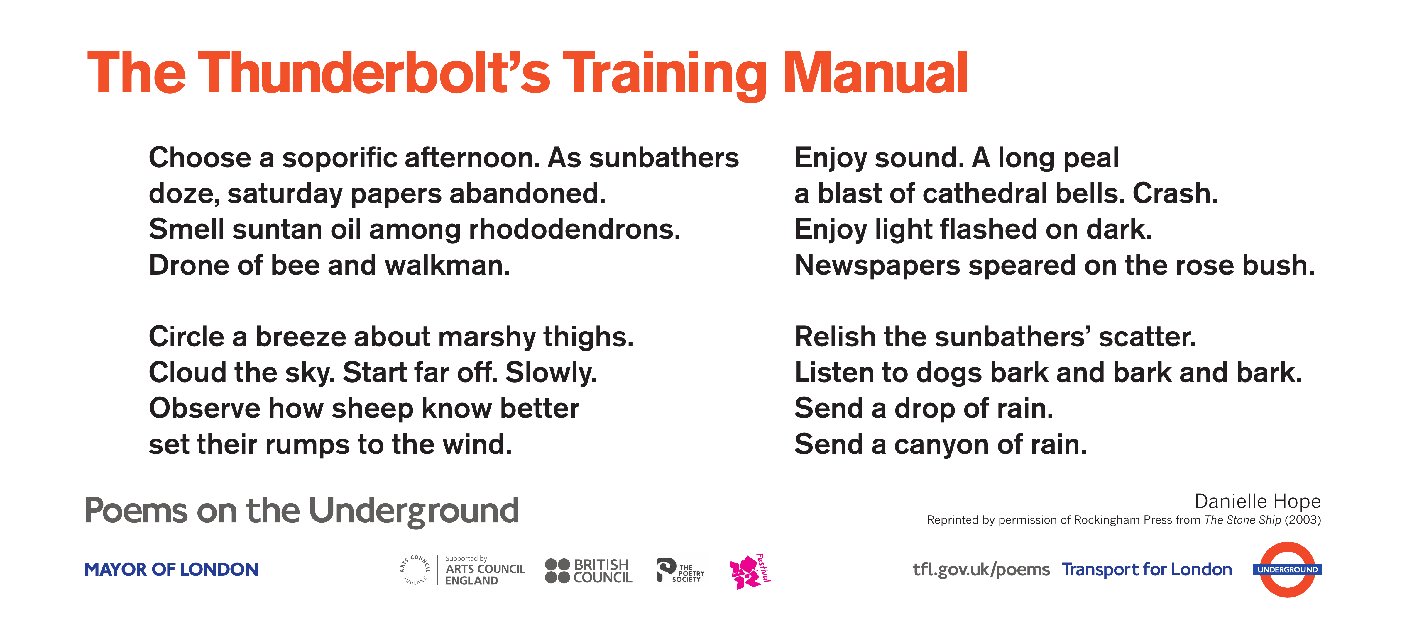 The Thunderbolt’s Training Manual – Poems on the Underground