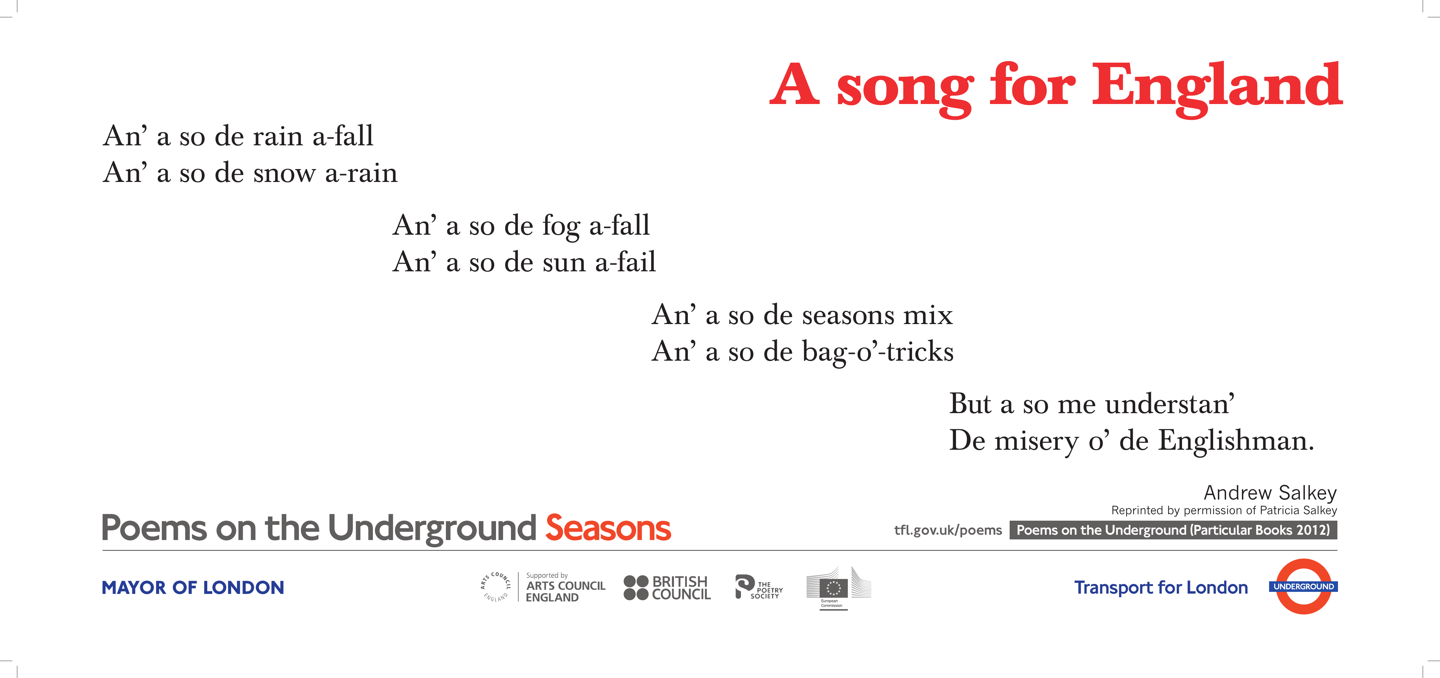 A song for England – Poems on the Underground