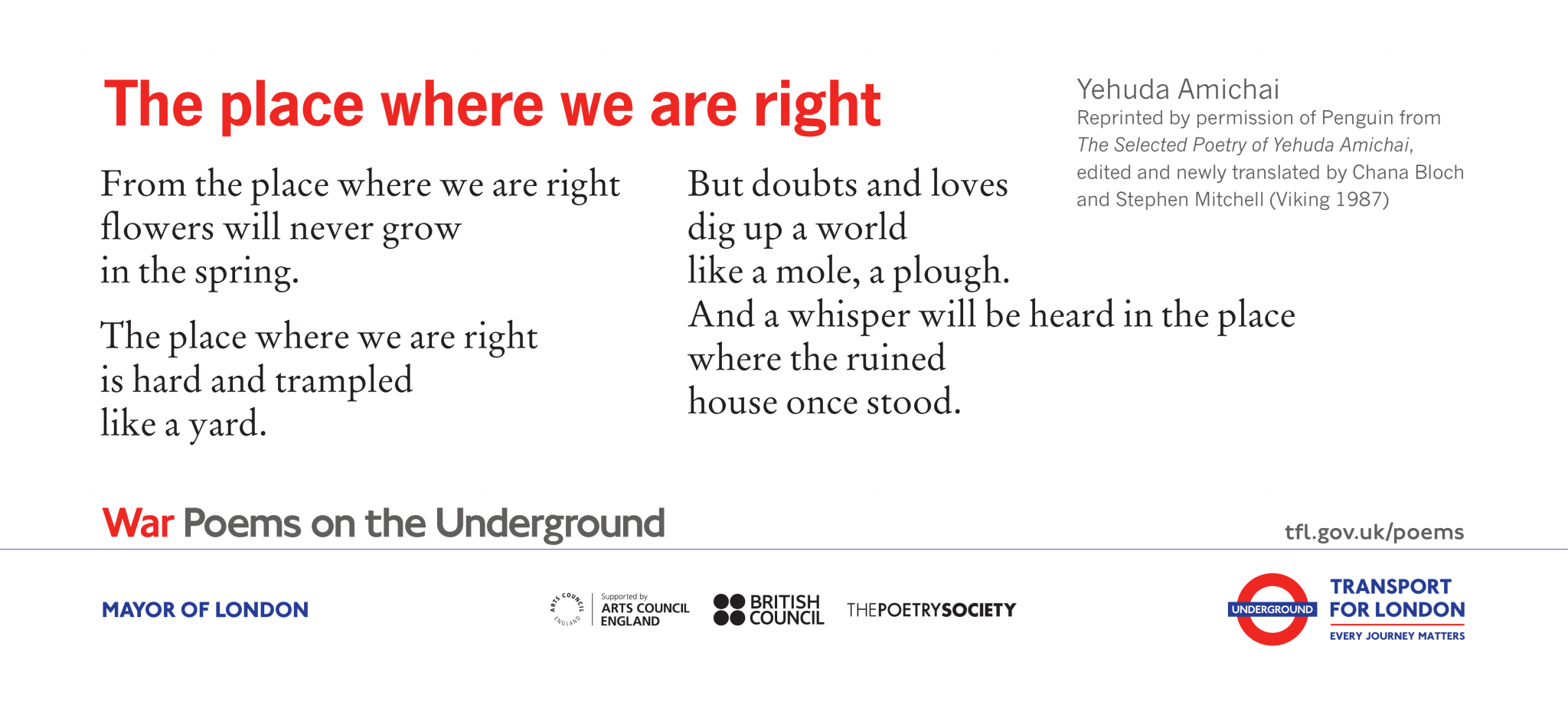 The place where we are right – Poems on the Underground