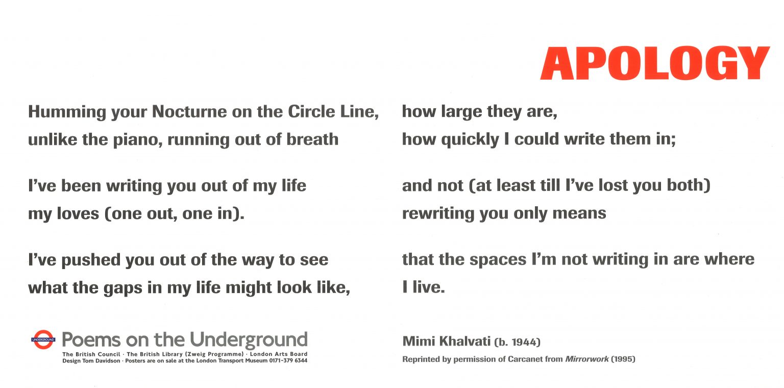 Apology – Poems on the Underground