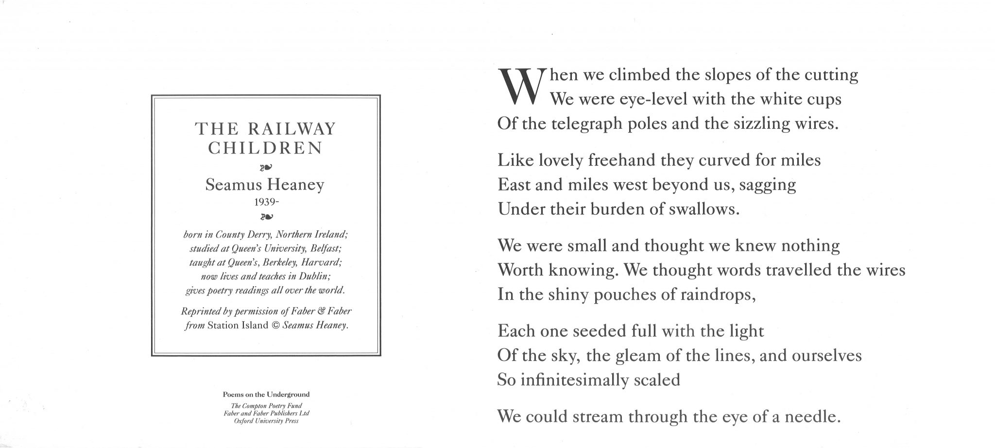 Poems on the Underground – offering poetry to London’s tube travellers ...