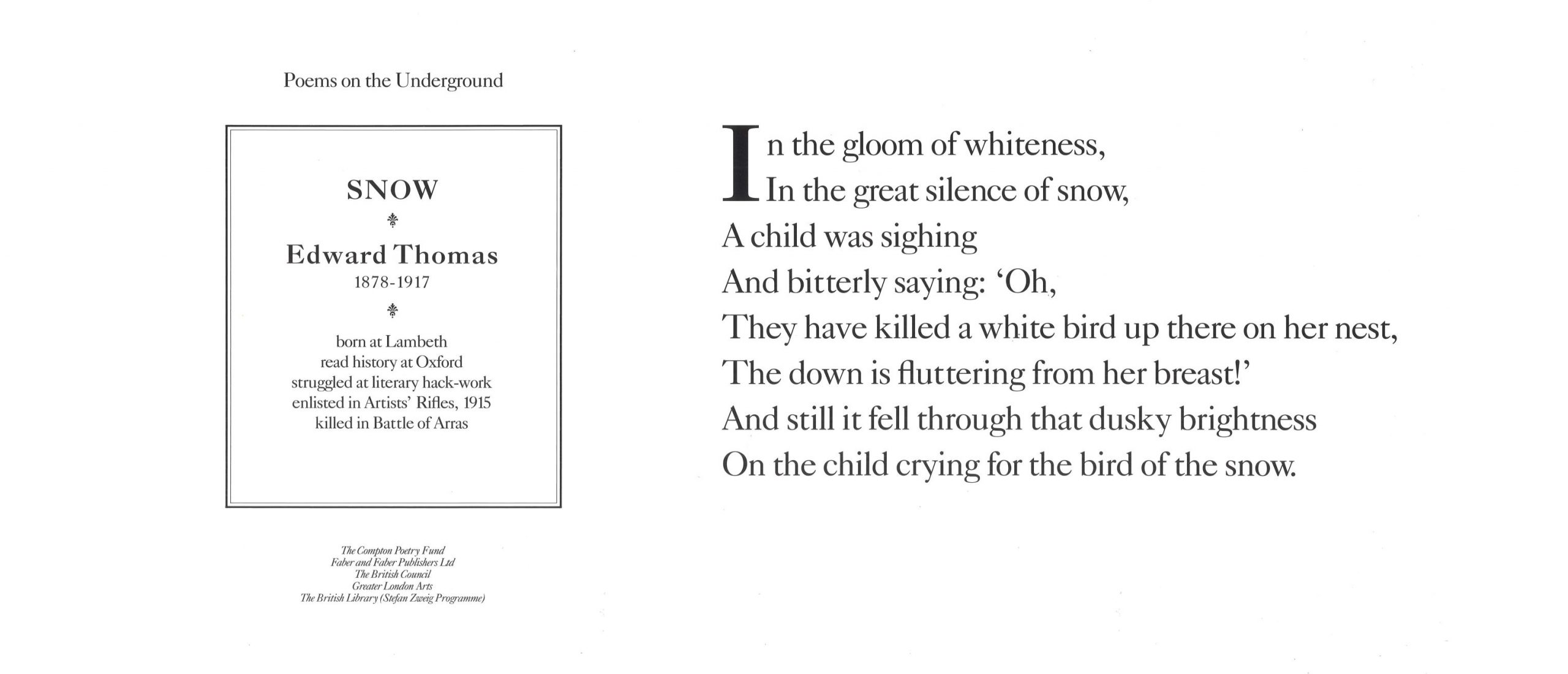 Snow – Poems on the Underground