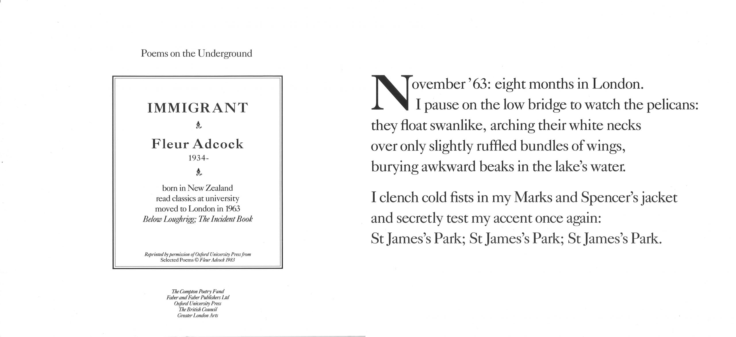 Immigrant – Poems on the Underground