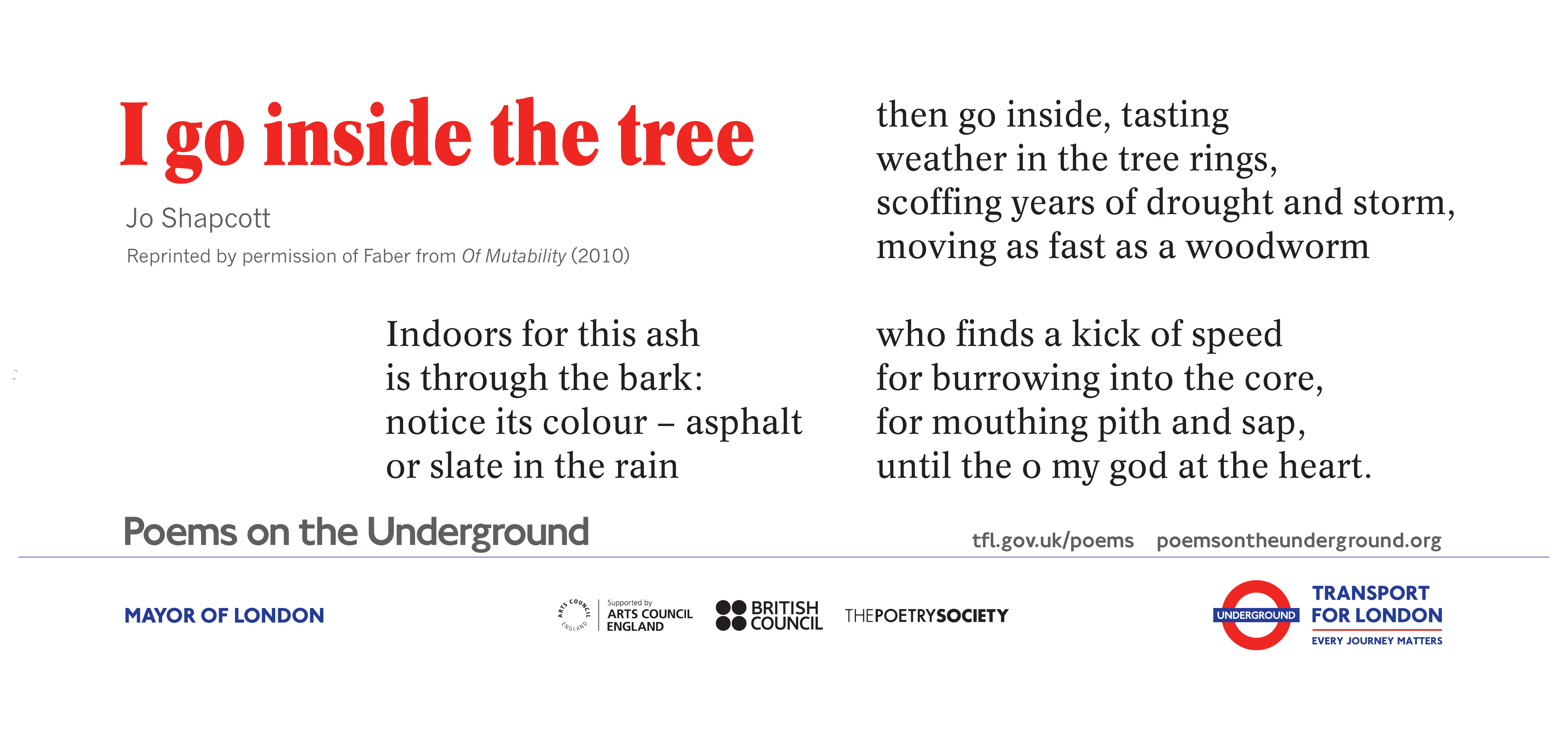 I go inside the tree – Poems on the Underground