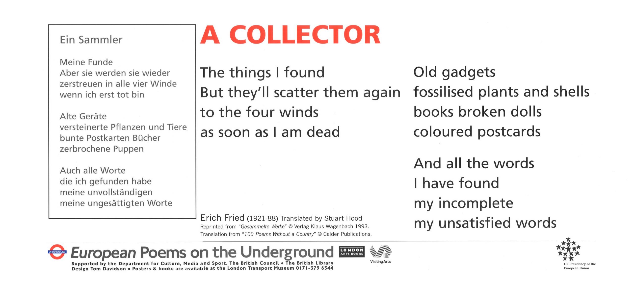 A Collector – Poems on the Underground