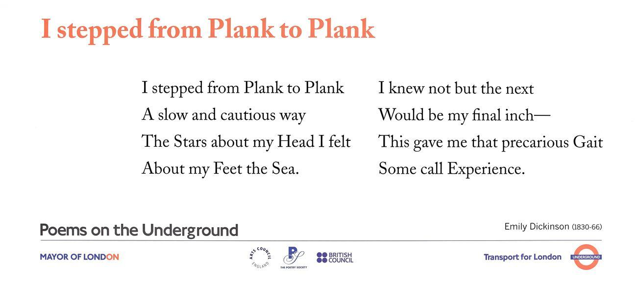 I stepped from Plank to Plank – Poems on the Underground