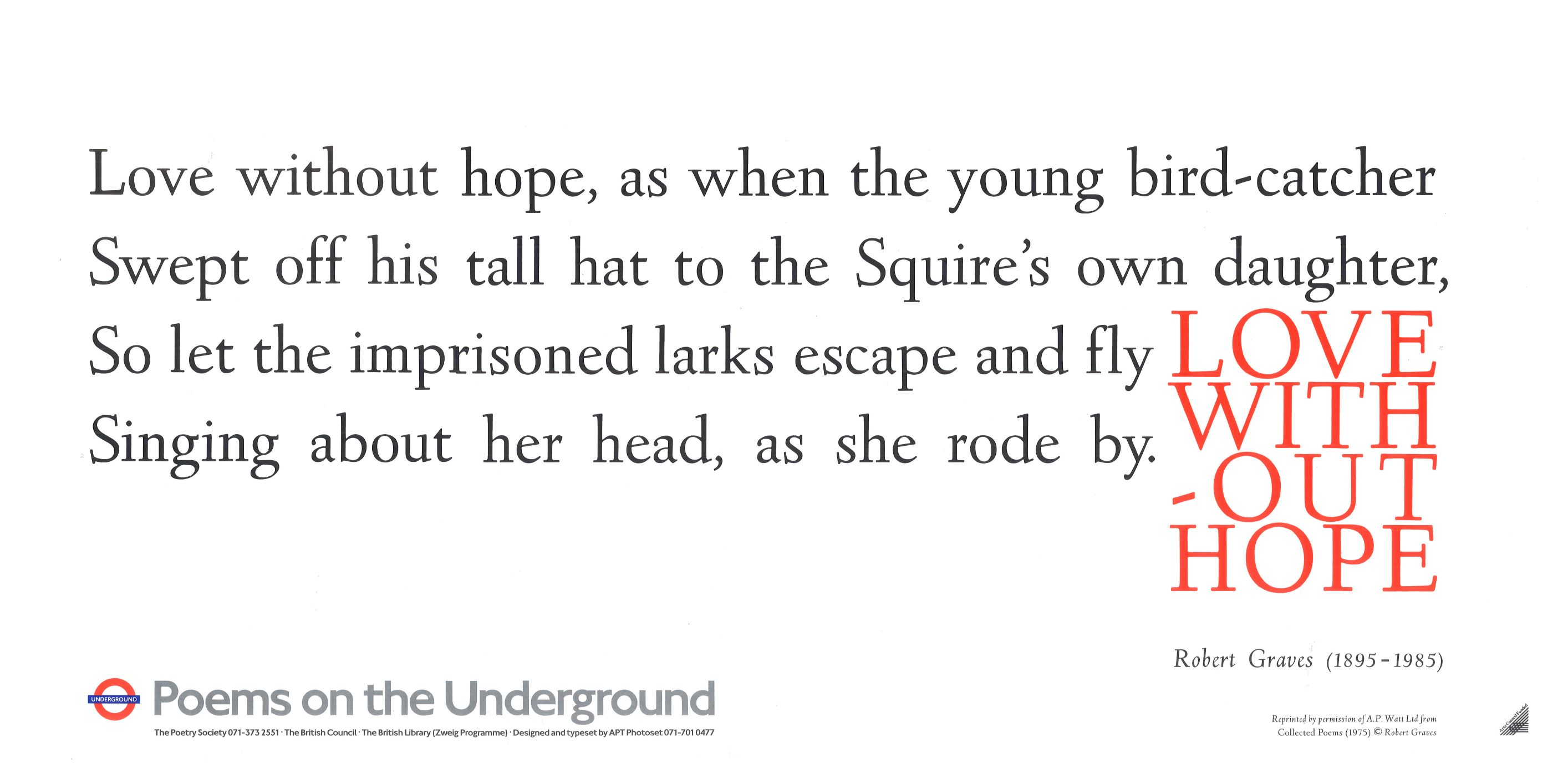 Love Without Hope – Poems on the Underground