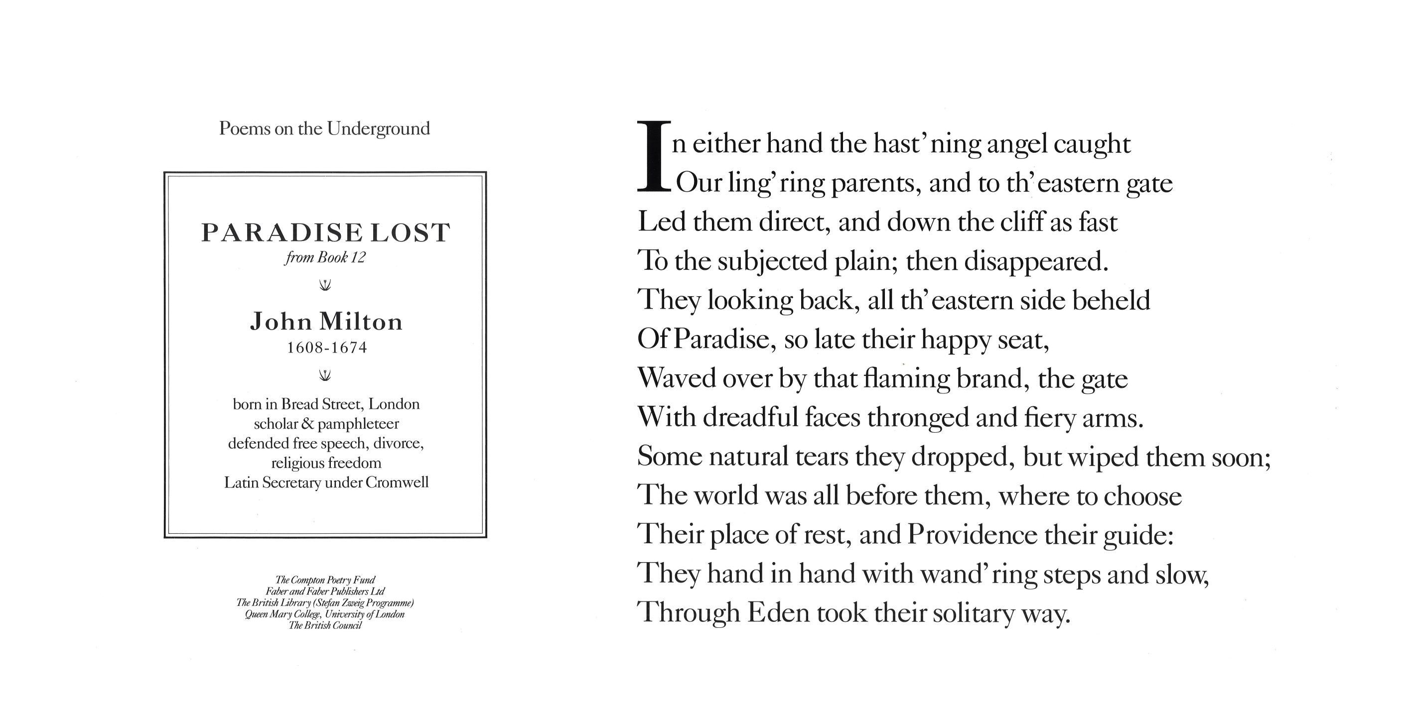 Paradise Lost – Poems on the Underground