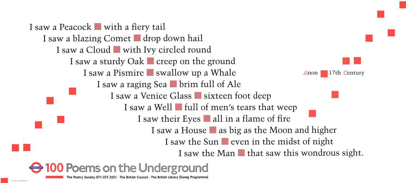 I saw a Peacock with a fiery tail – Poems on the Underground