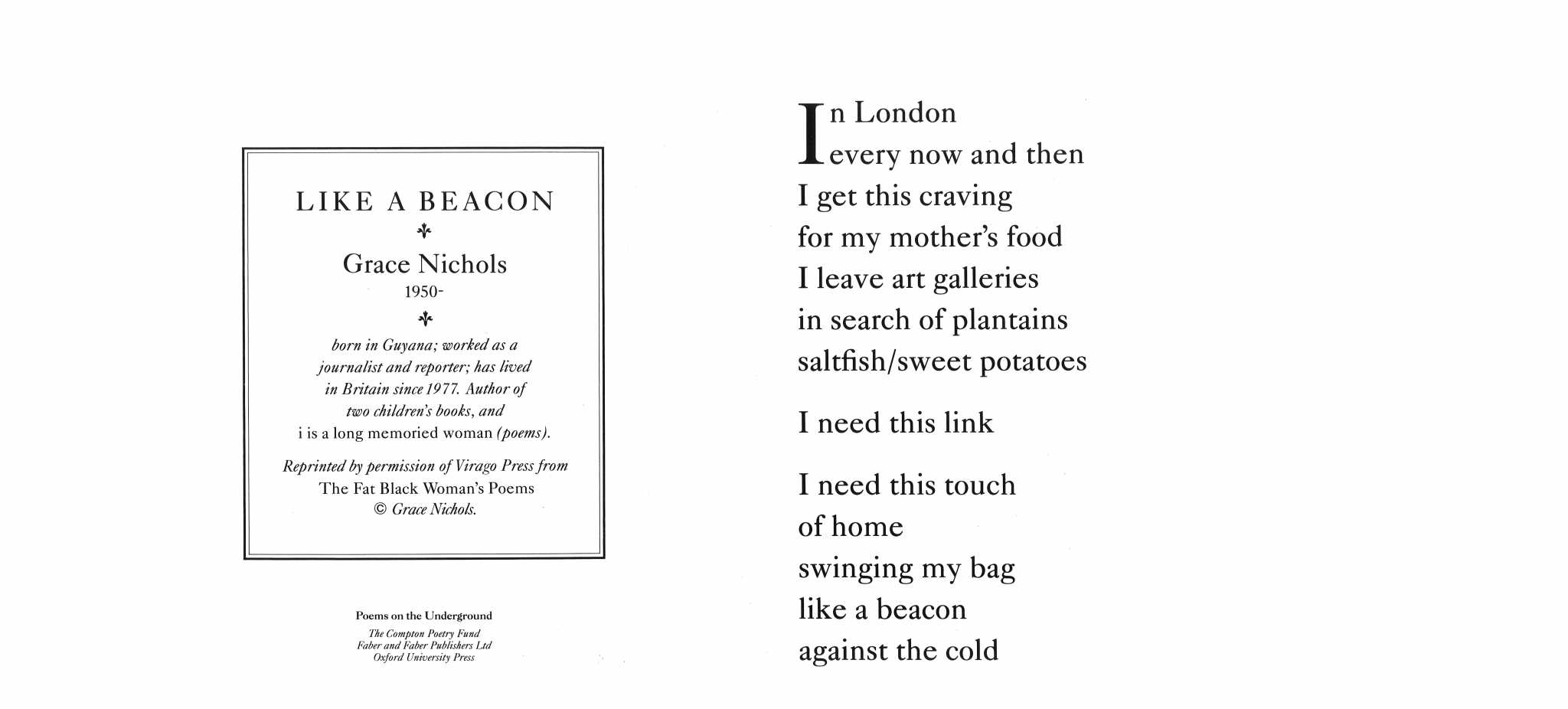 Like a Beacon – Poems on the Underground