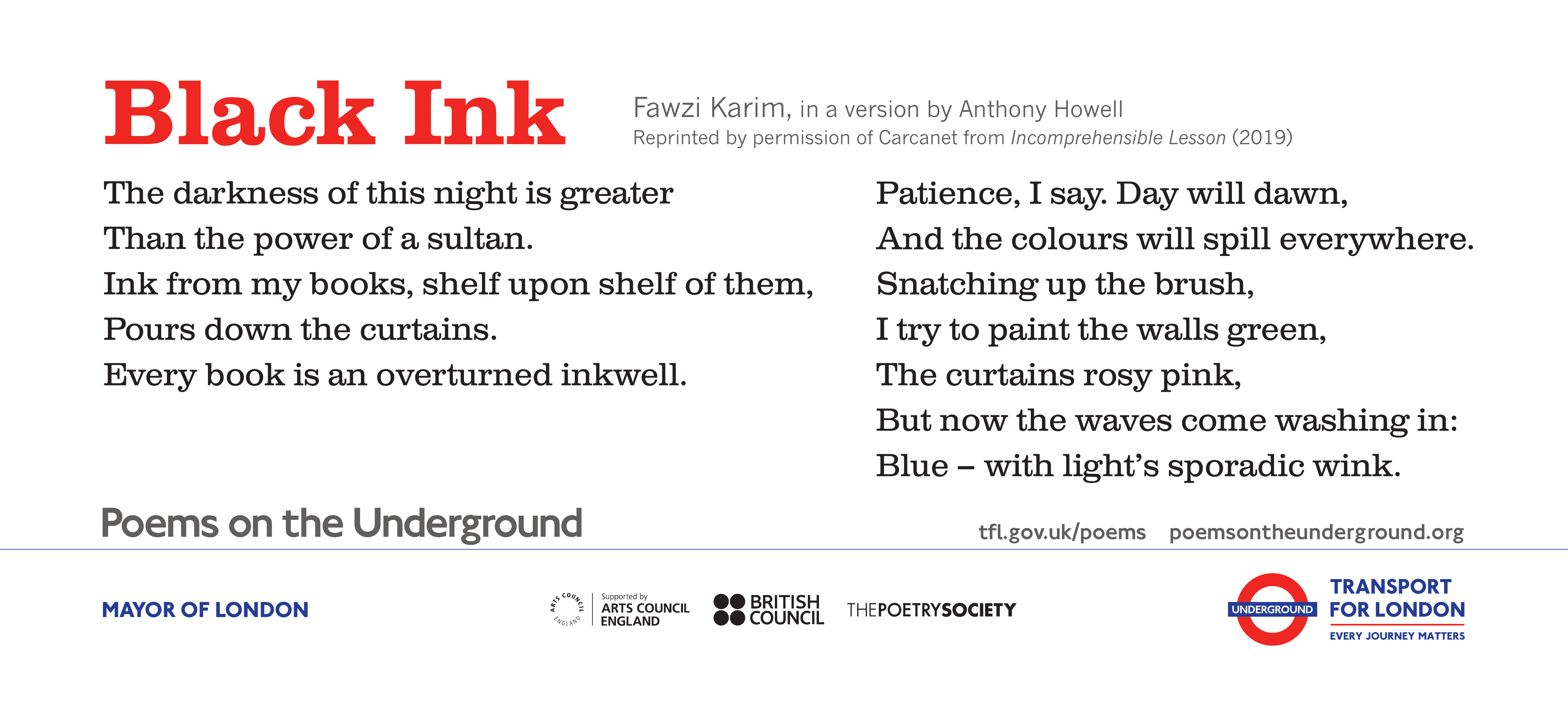 Black Ink – Poems on the Underground