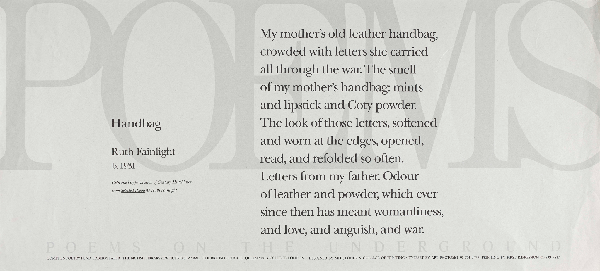 Handbag – Poems on the Underground