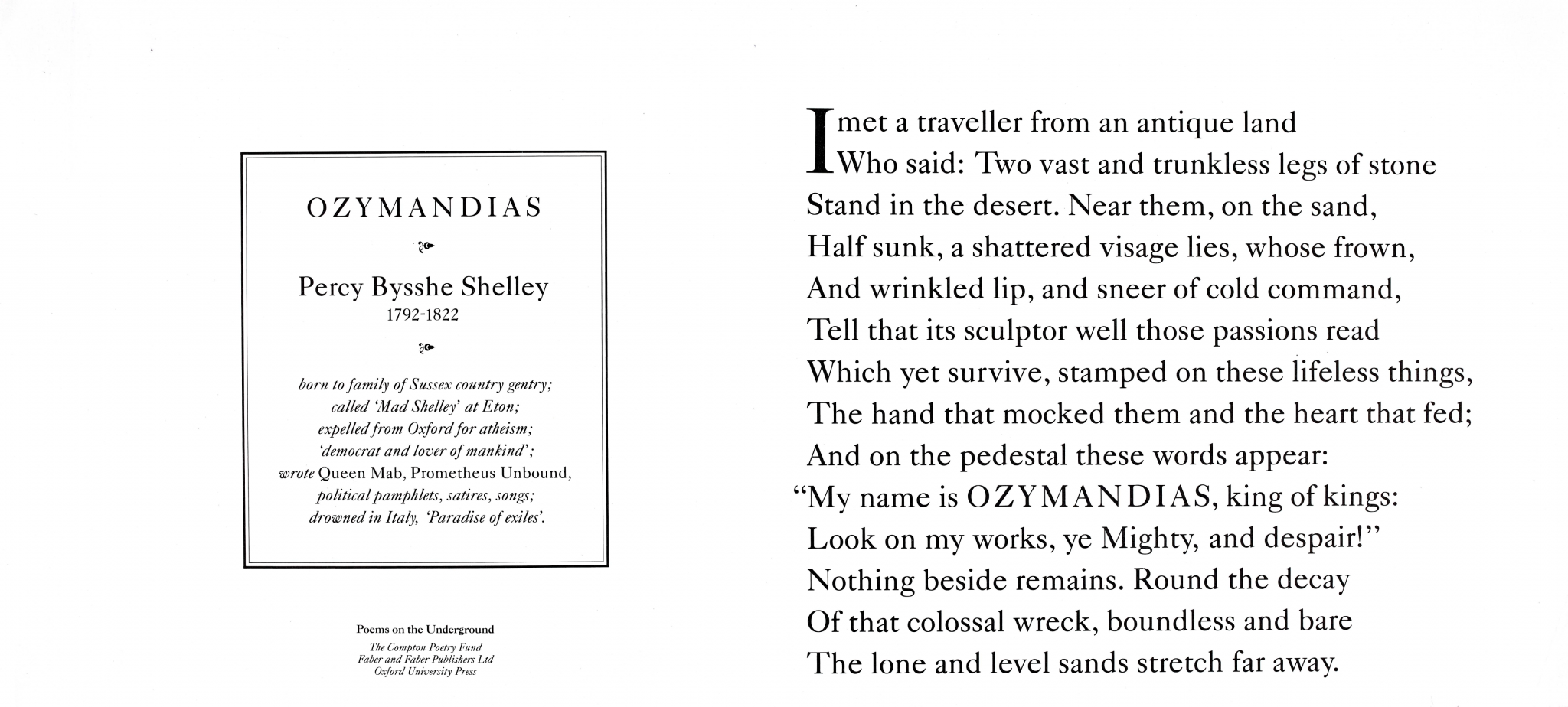 This Month's Poems - Poems on the Underground