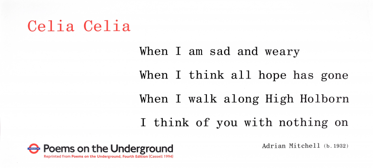 Celia Celia – Poems on the Underground