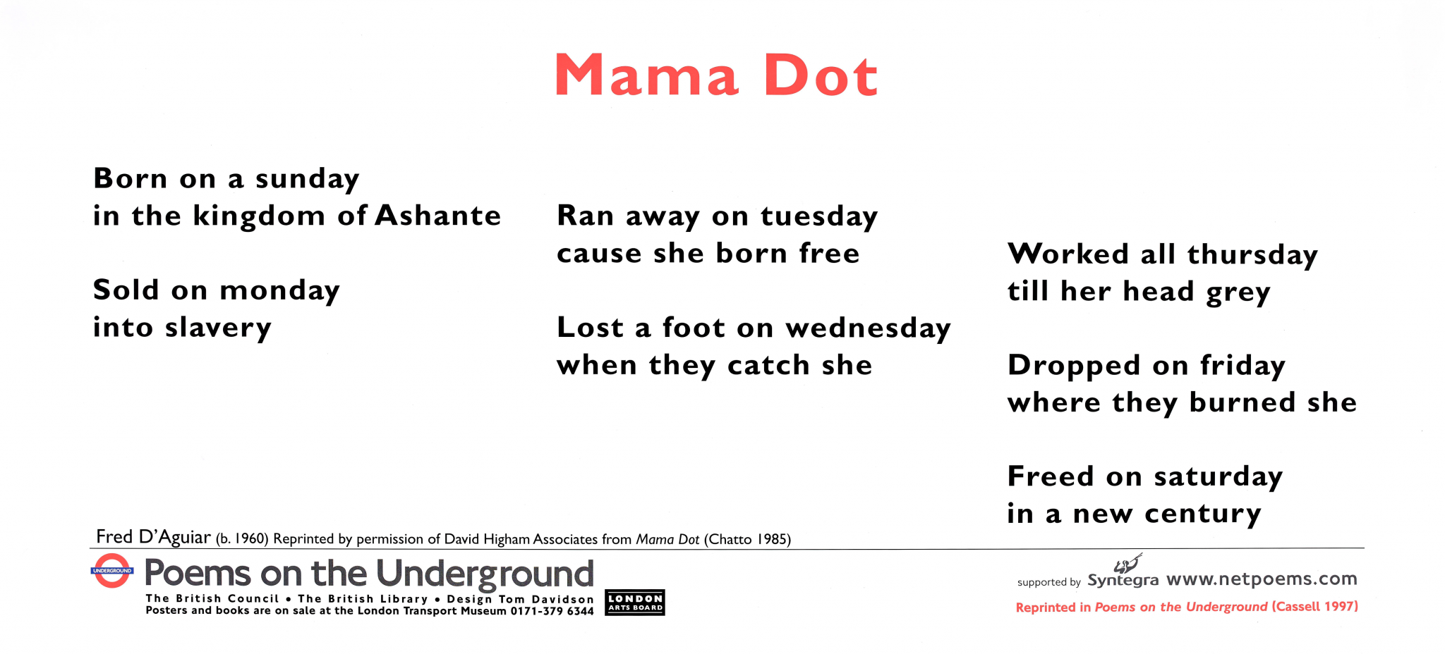 This Month's Poems - Poems on the Underground