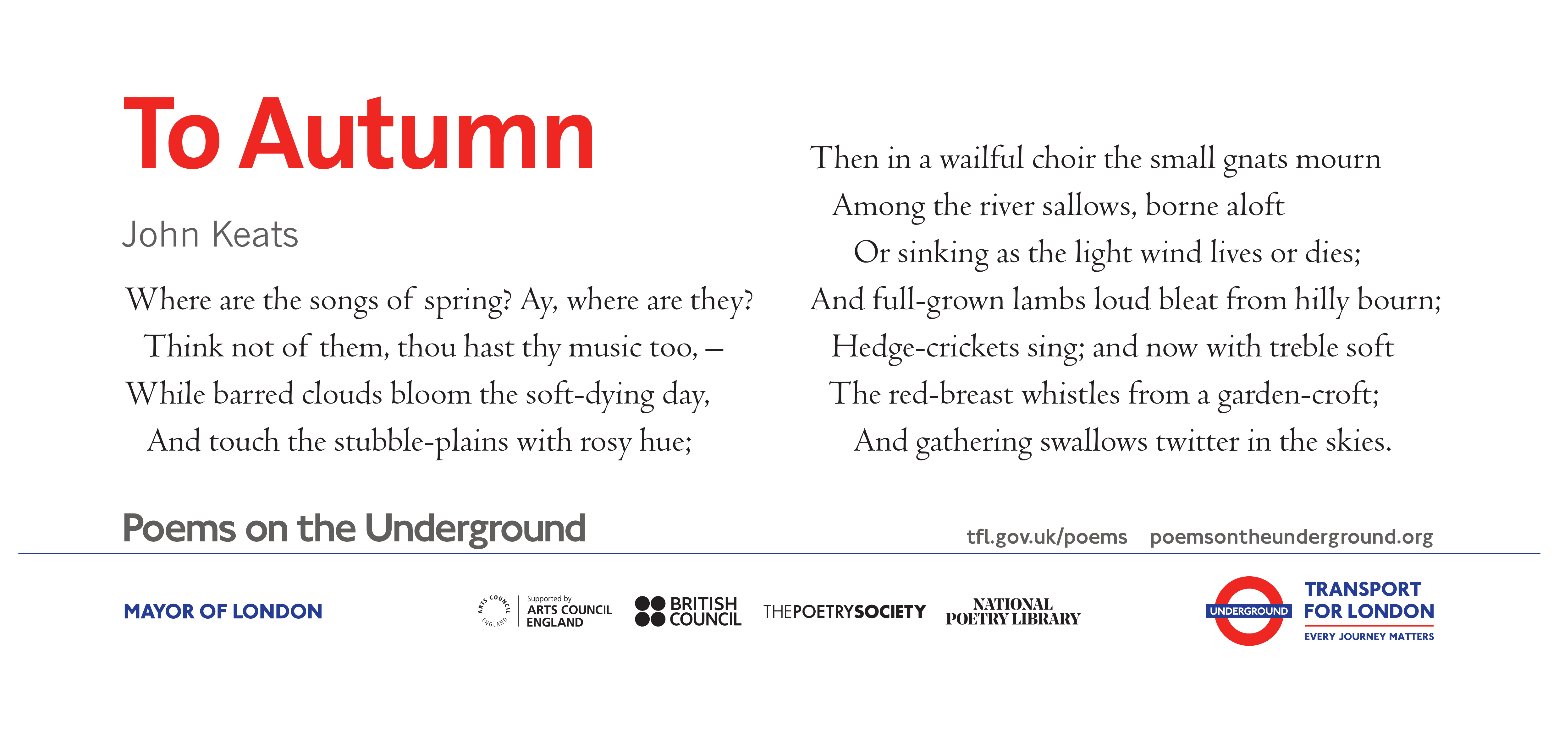 from To Autumn – Poems on the Underground