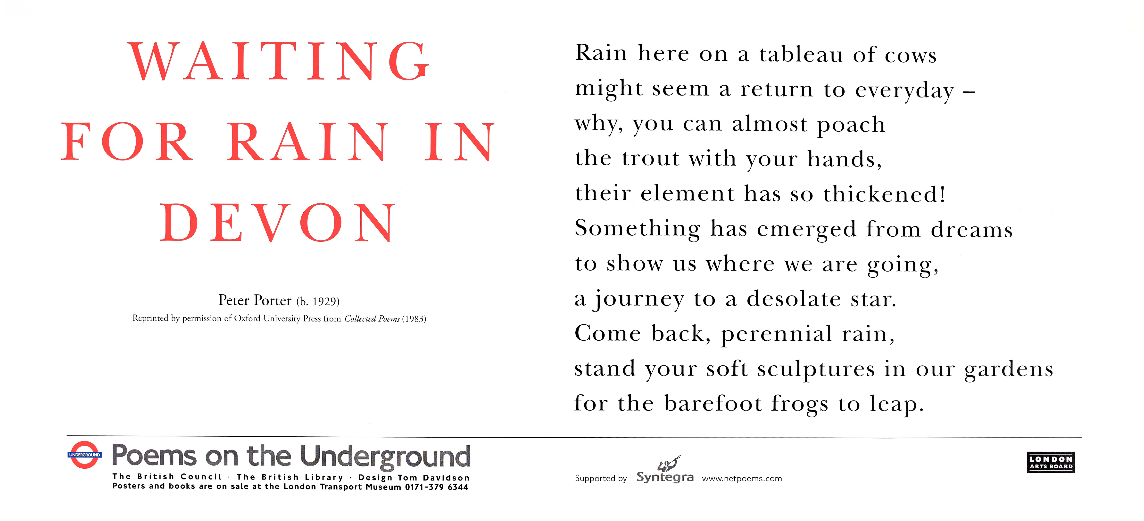 Waiting for Rain in Devon – Poems on the Underground