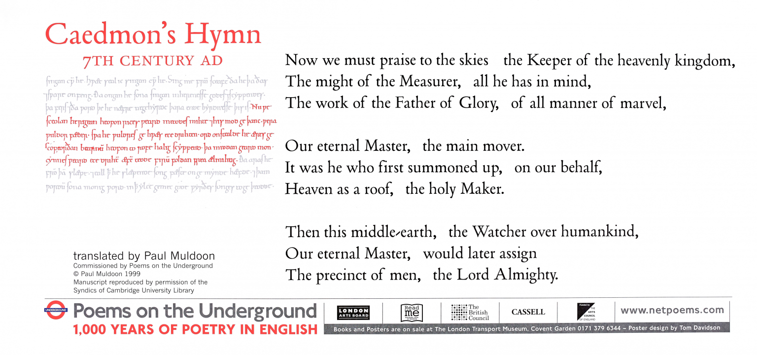 Caedmon’s Hymn – Poems on the Underground