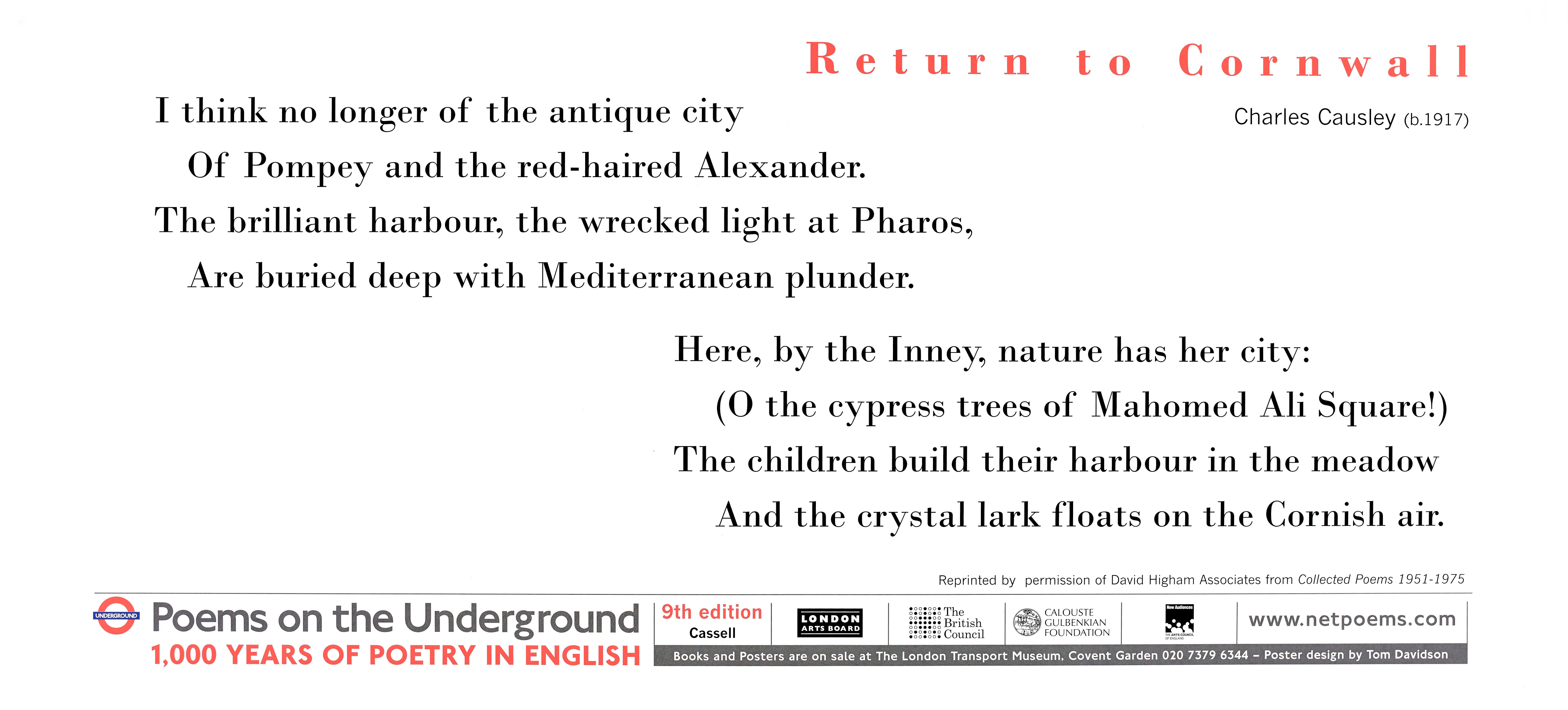 Return to Cornwall – Poems on the Underground