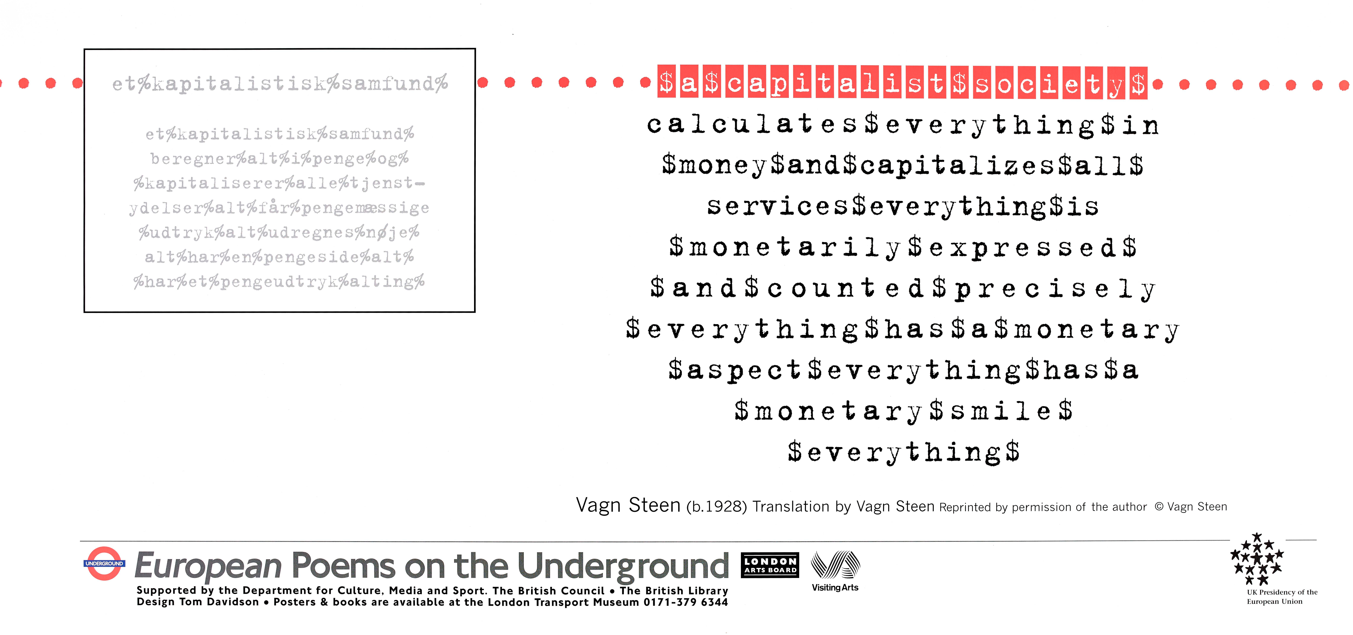 A Capitalist Society – Poems on the Underground