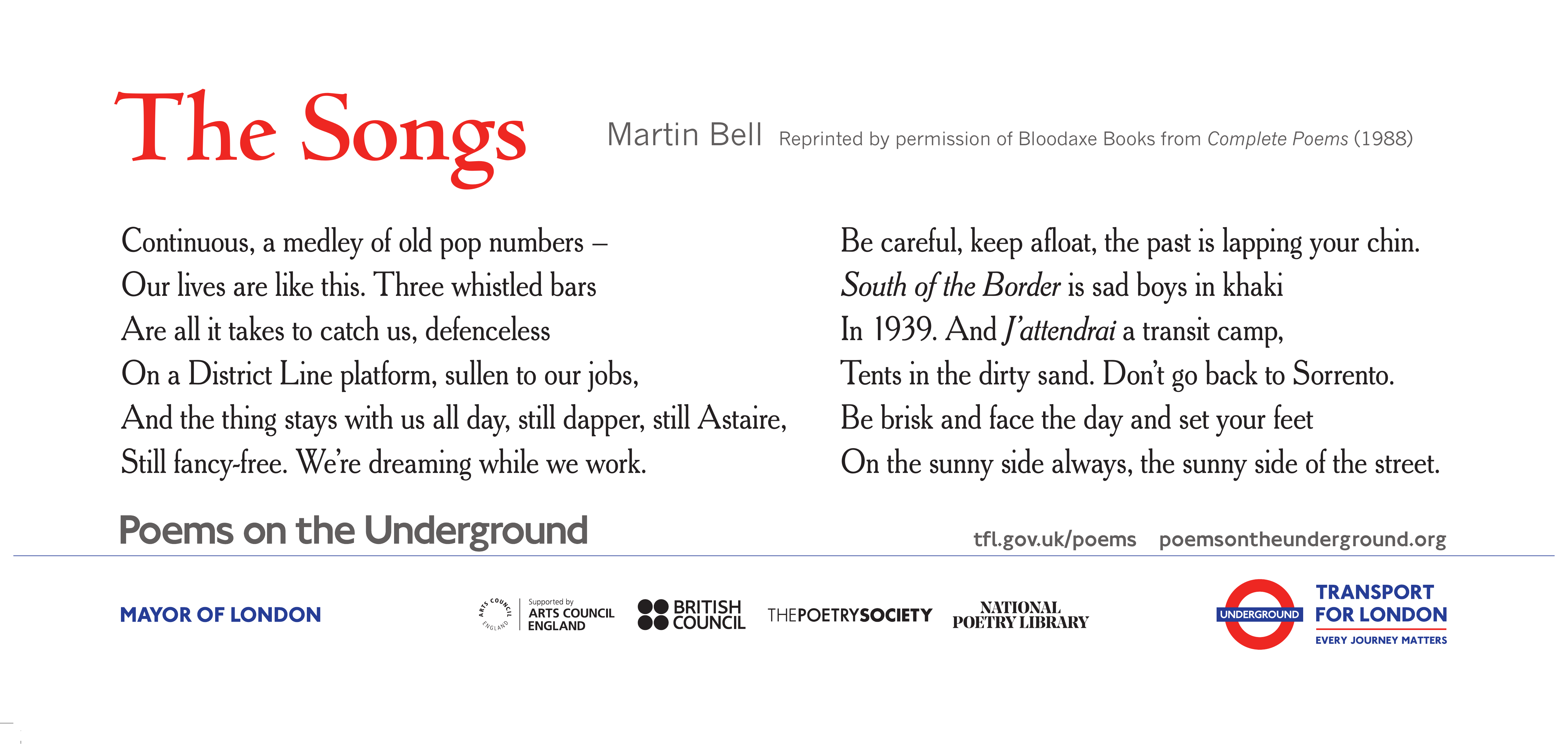 The Songs – Poems on the Underground