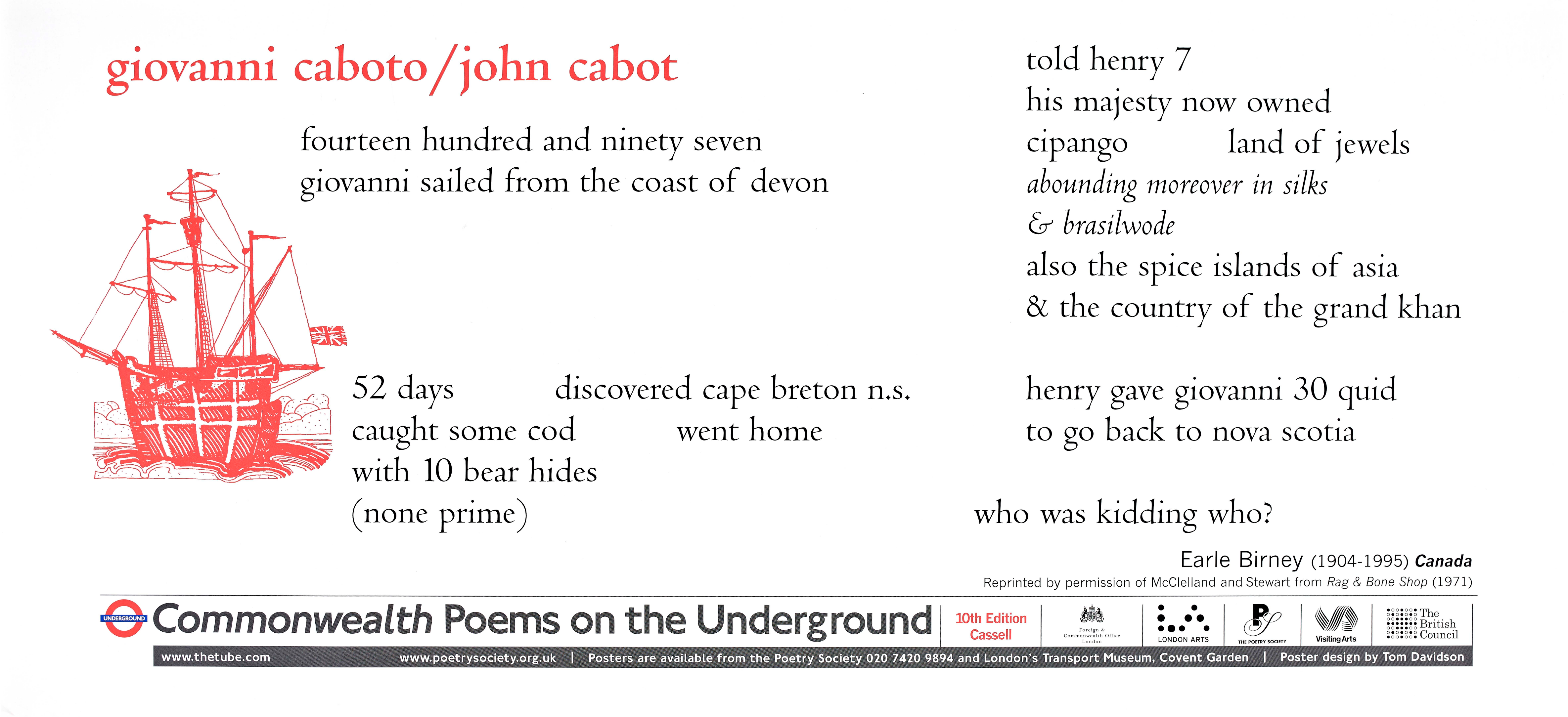 giovanni caboto john cabot – Poems on the Underground