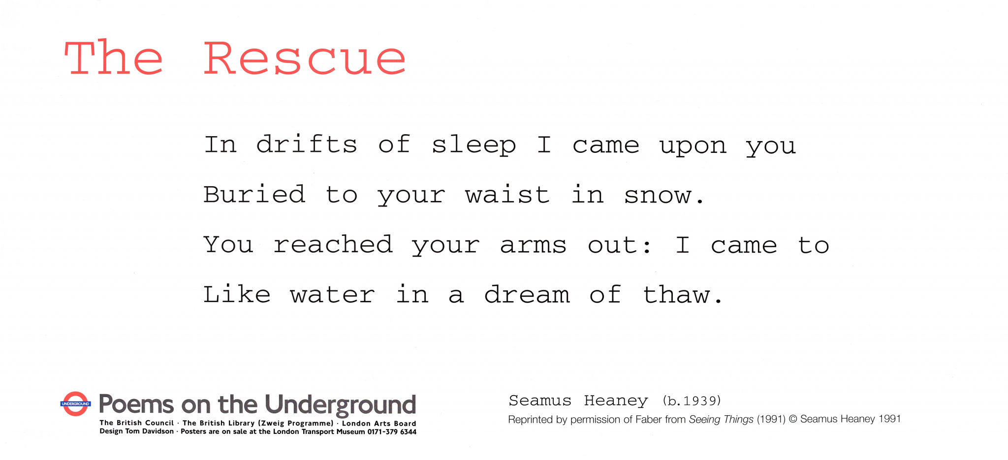 This Month's Poems - Poems on the Underground