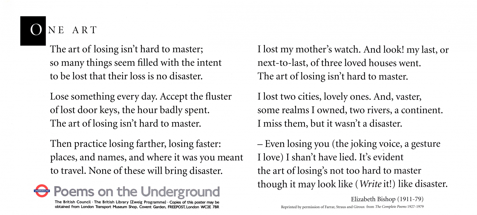 One Art – Poems on the Underground
