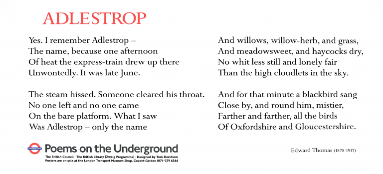 Adlestrop – Poems on the Underground