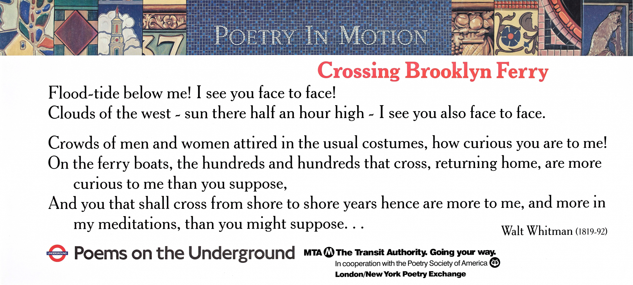 Crossing Brooklyn Ferry – Poems on the Underground