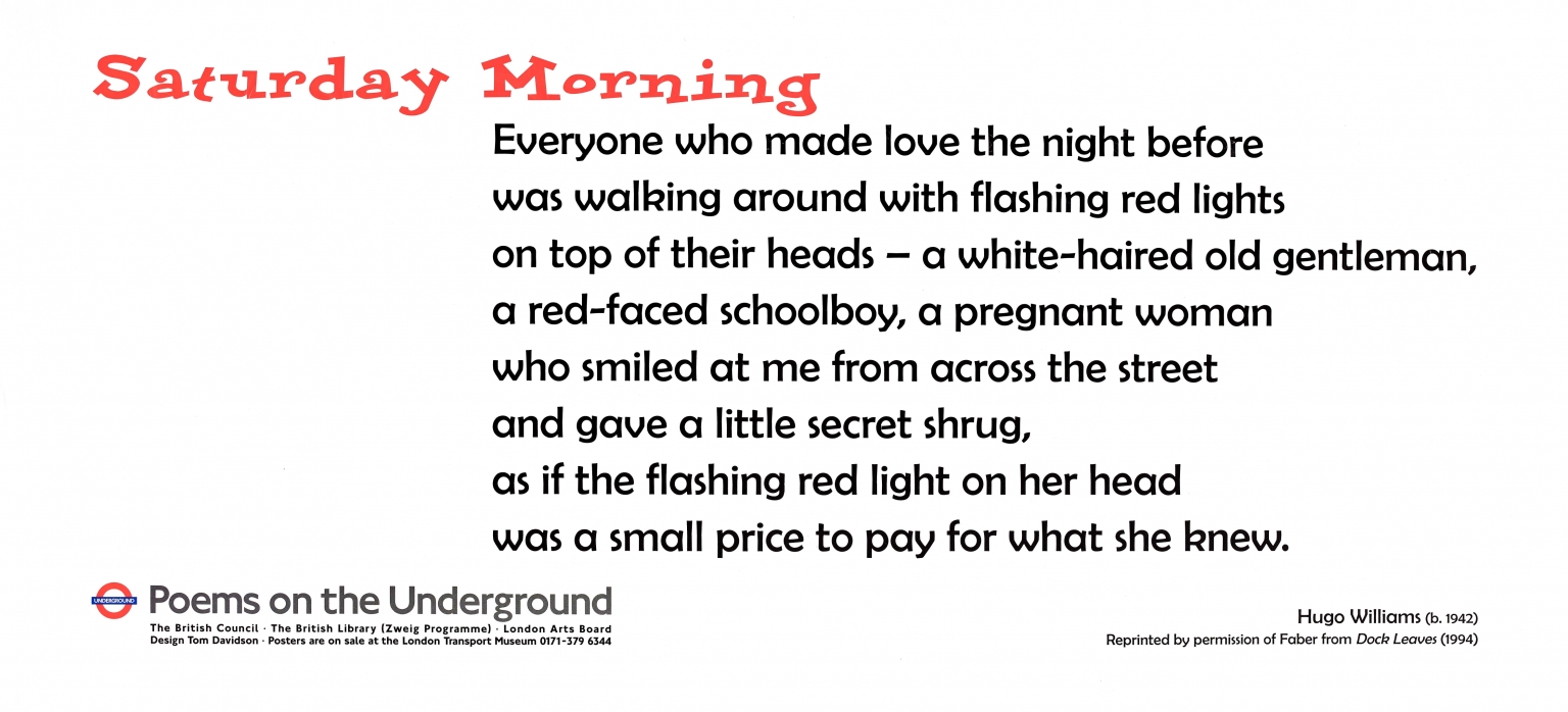 Saturday Morning – Poems on the Underground