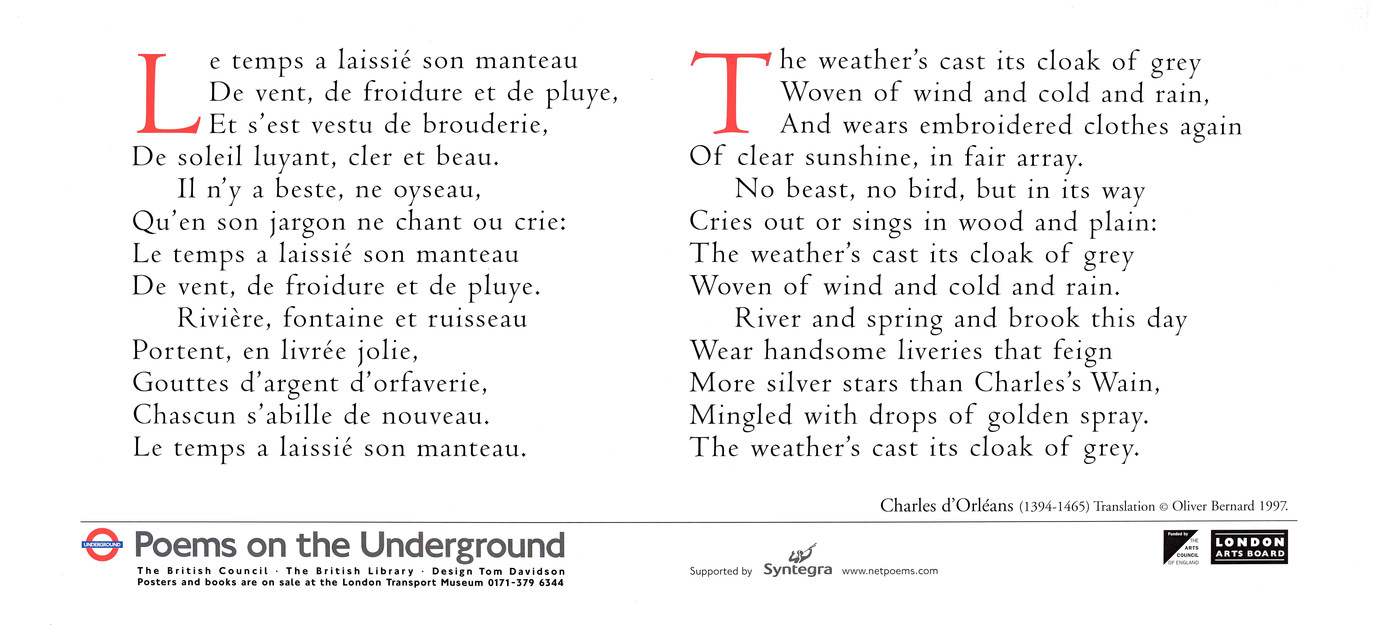 The Weather’s Cast its Coat of Grey – Poems on the Underground