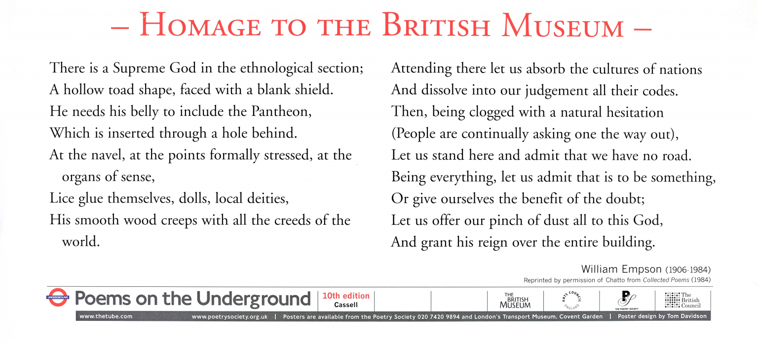 Homage to the British Museum – Poems on the Underground