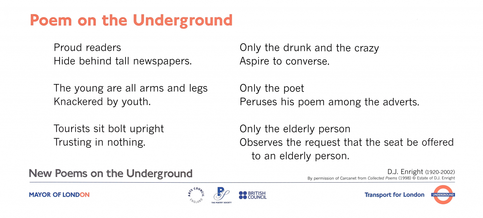 Poem on the Underground – Poems on the Underground