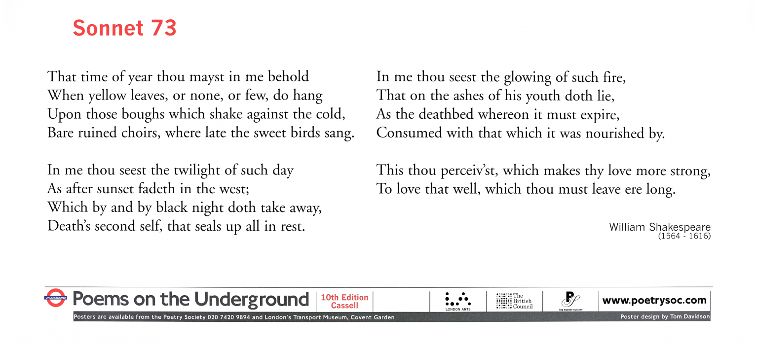 Sonnet 73 – Poems on the Underground