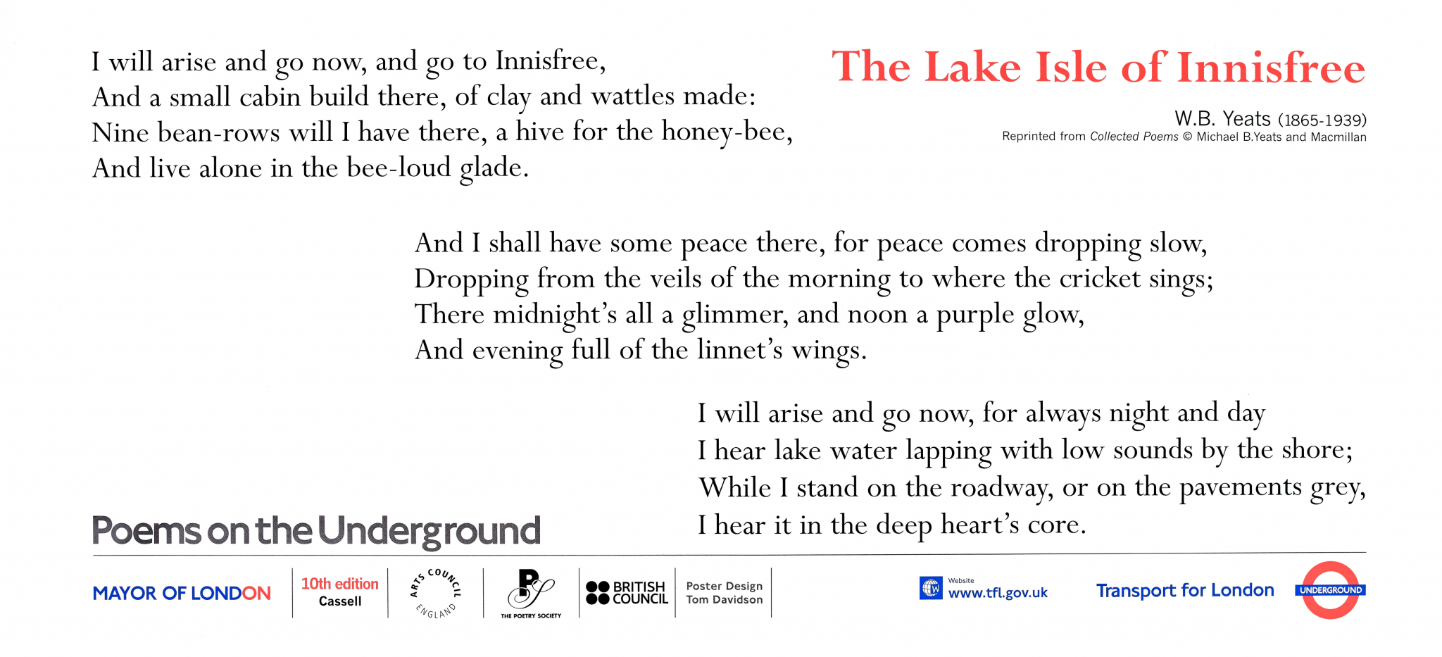 The Lake Isle of Innisfree – Poems on the Underground