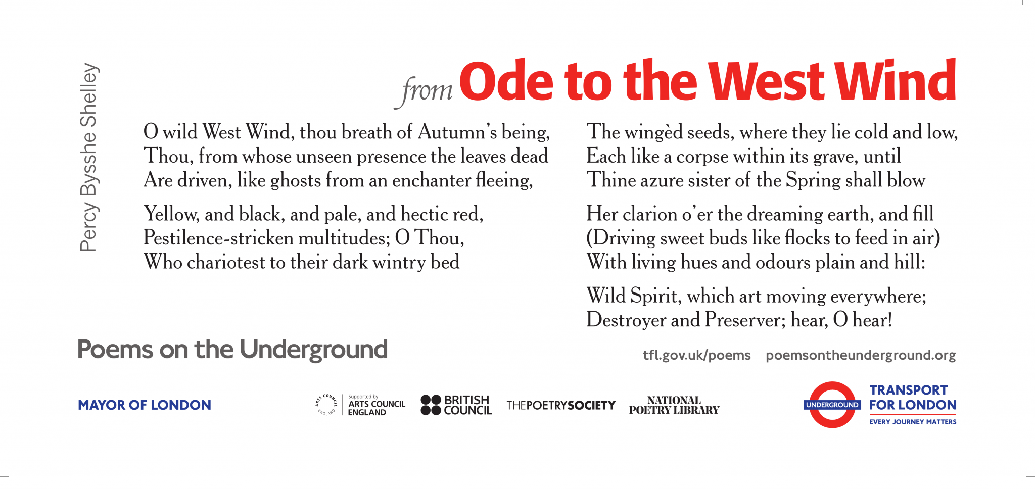 from Ode to the West Wind – Poems on the Underground