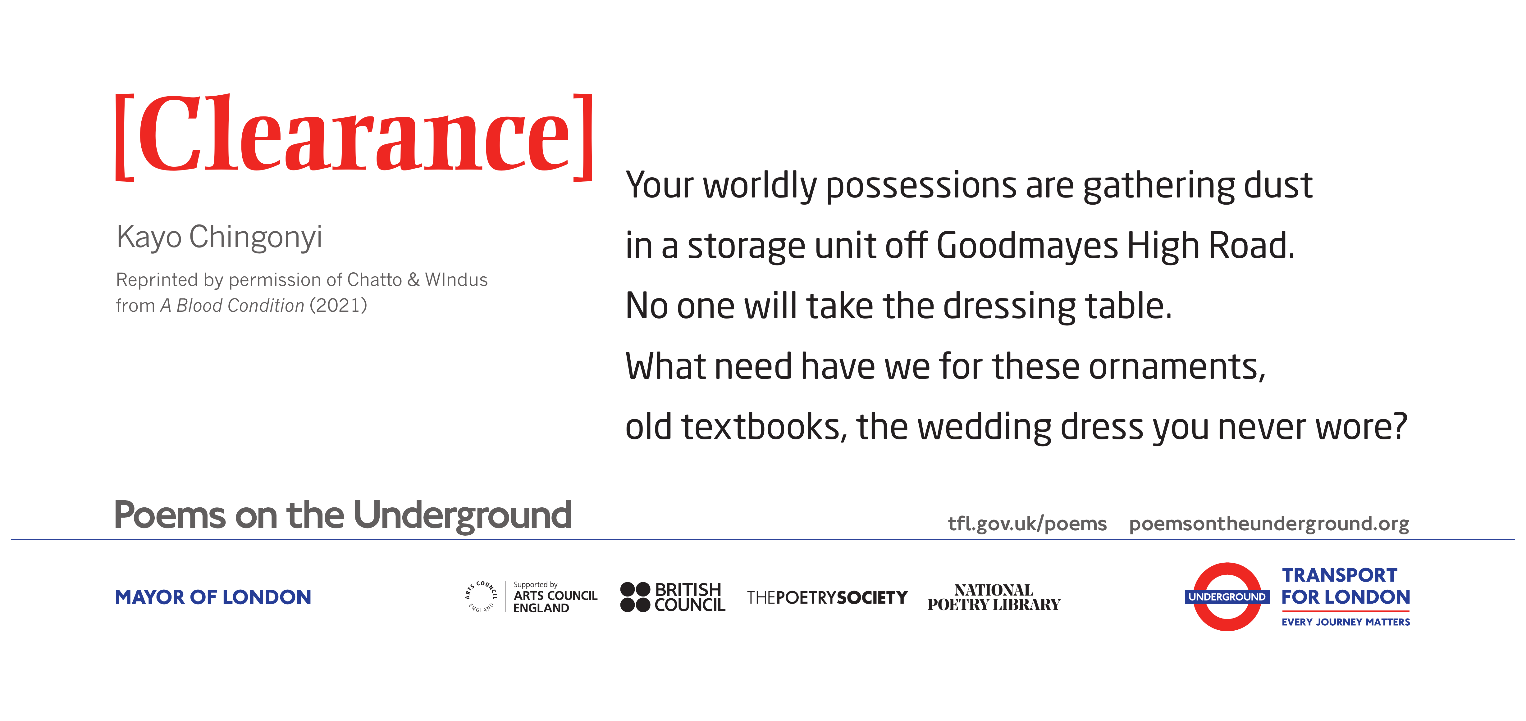 Clearance – Poems on the Underground