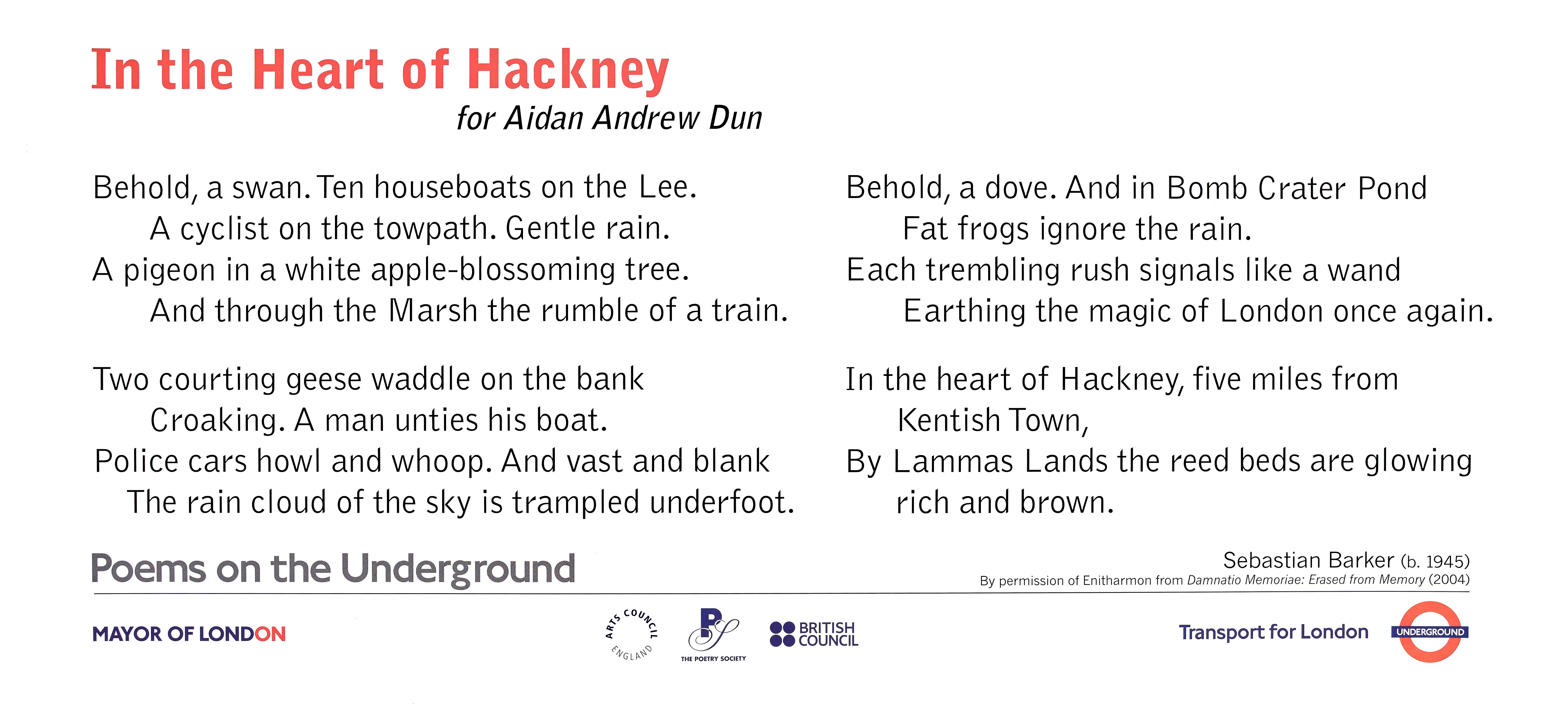 In the Heart of Hackney – Poems on the Underground