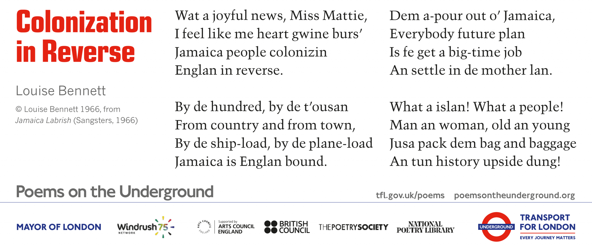 Celebrating Windrush Day – Poems on the Underground