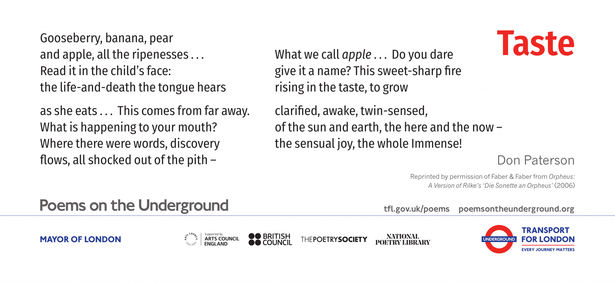 This Month's Poems - Poems on the Underground